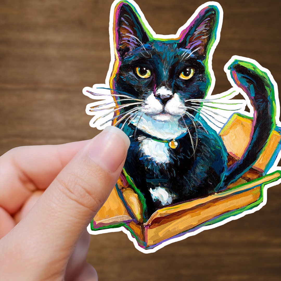 Cute Tuxedo Cat Sticker, Black and White Cat Art, Tuxedo Cat Gifts ...
