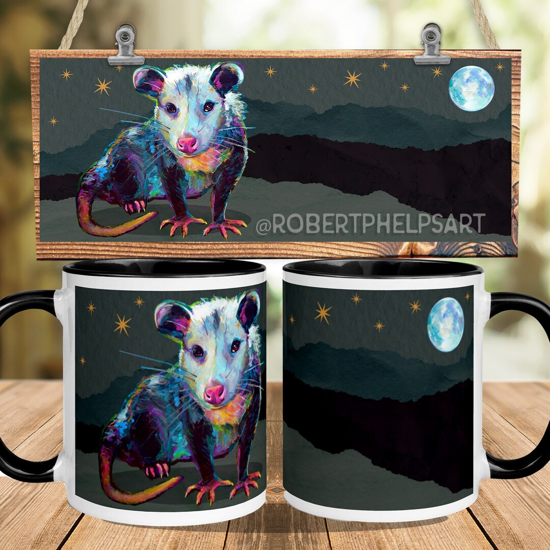 Opossum Coffee Mug, Nocturnal Animal Art, Possum Coffee Cup, Unique ...