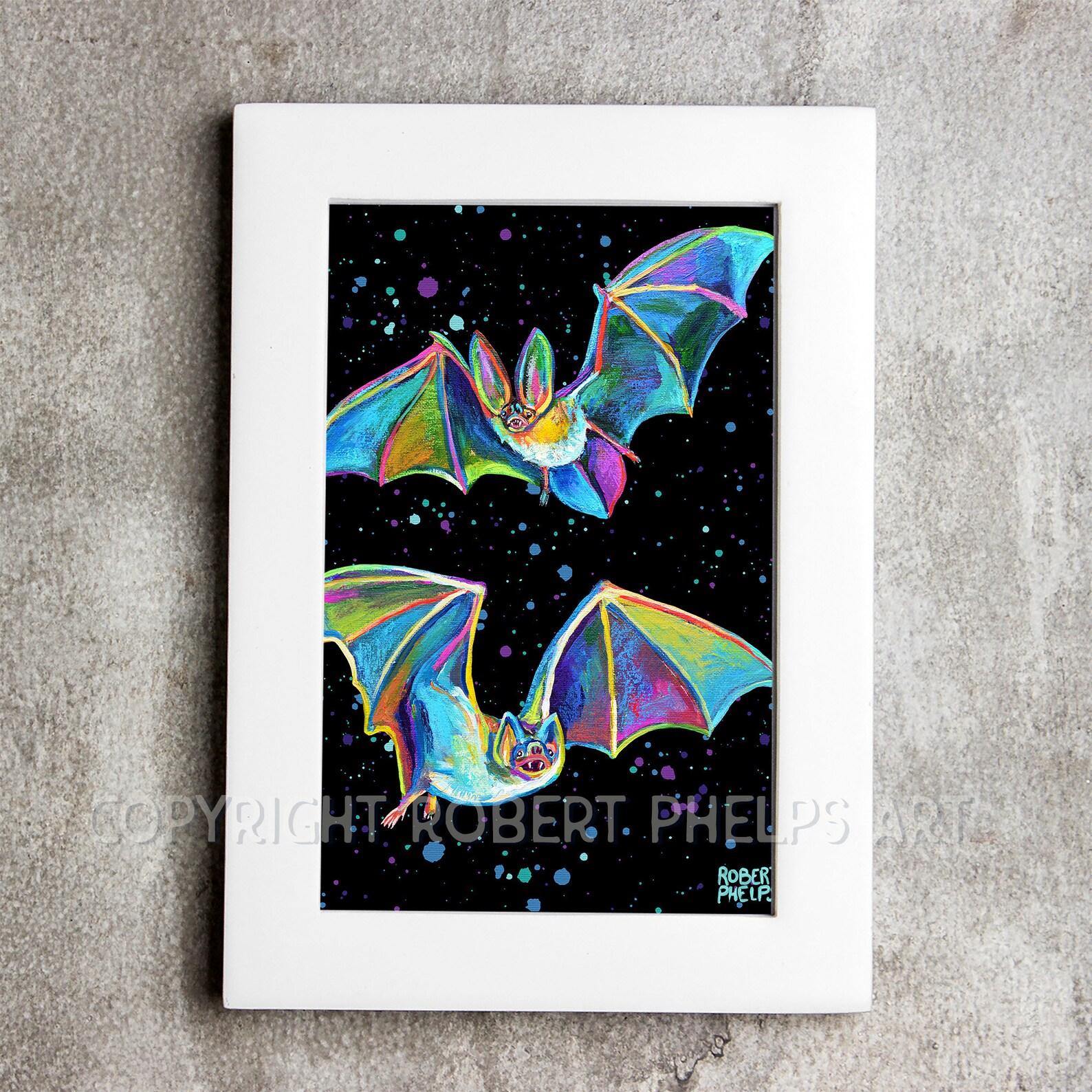 Creepy Cute Gothic Bat Mini Print; Unframed 4x6 Psychedelic Bats Wall ...