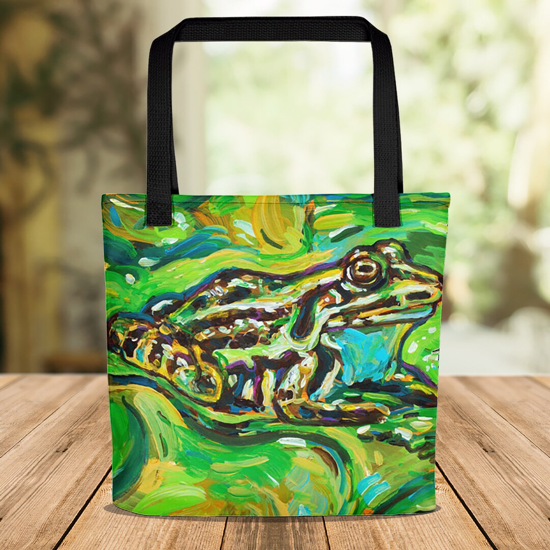 Frog Tote bag, Frogcore Bag, Frog Artwork, Goblincore Bag, Frogcore ...