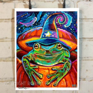 Witchy Frog Halloween Print, Spooky Frog Art, Cute Halloween Art ...