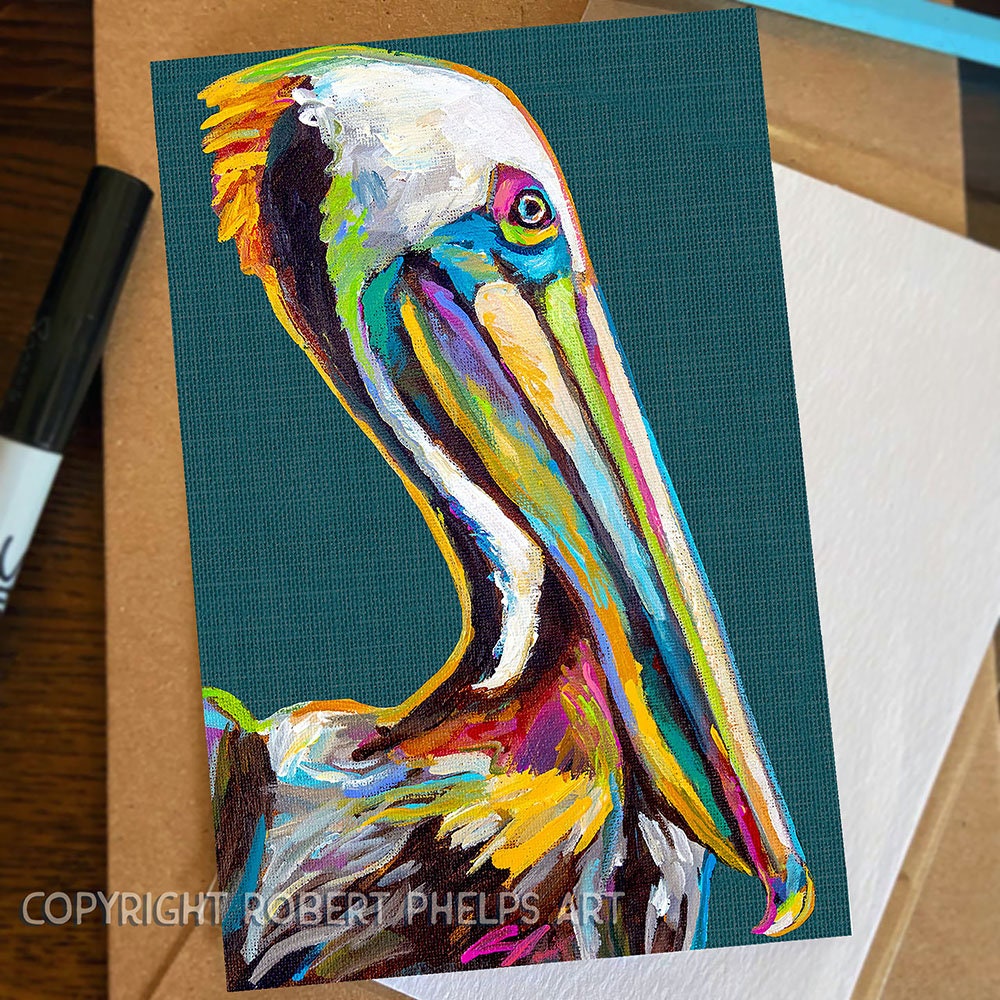 Colorful Pelican Mini Wall Art Print, Pelican Painting Artwork for ...