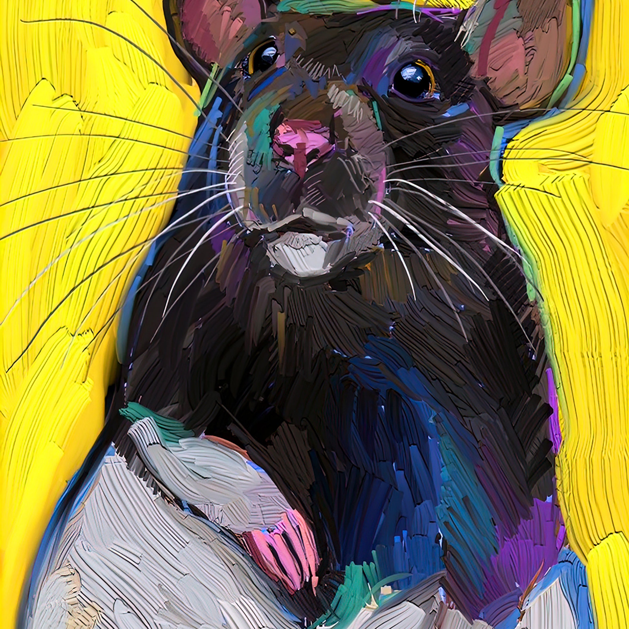 4 X 6 Rat Art Print, Cute Rat Art Print, Rat Painting, Rat Wall Art ...