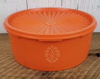 Vintage Tupperware Harvest Orange Storage Container W/ Lid & | Etsy