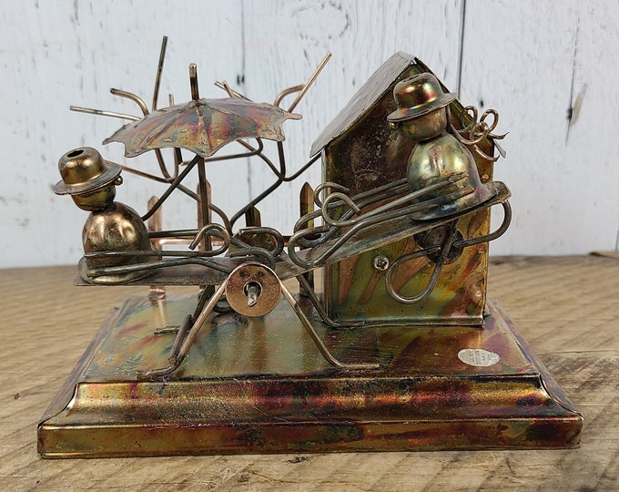 Vintage Copper Wind up Music Box Musical Figurine Animated - Etsy