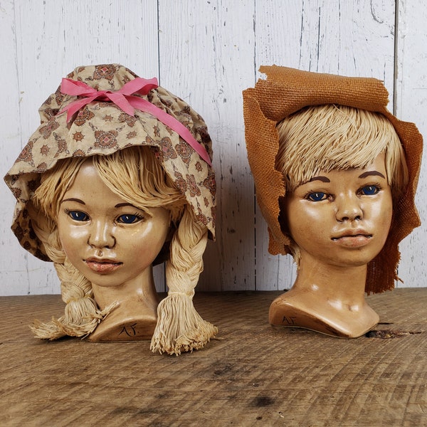 Vintage Boy and Girl Chalkware Statues - Etsy