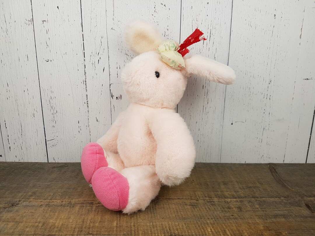 Vintage 90s Gund Pink Bunny Plushie Plush 14 Tall Stuffed Animal Rabbit ...