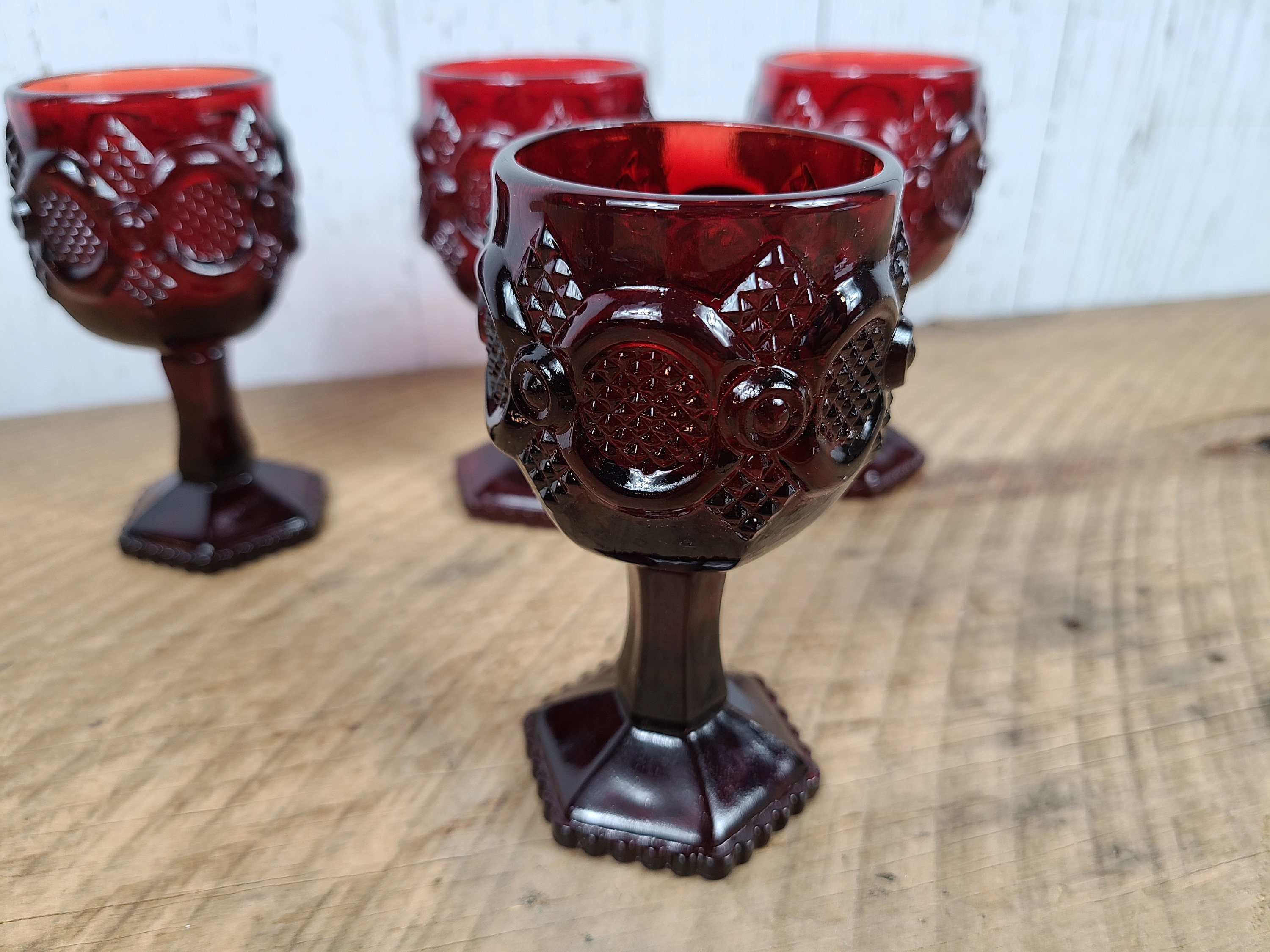 Vintage Set of 4 Avon Ruby Red Glass Goblets 4.5 High | Etsy