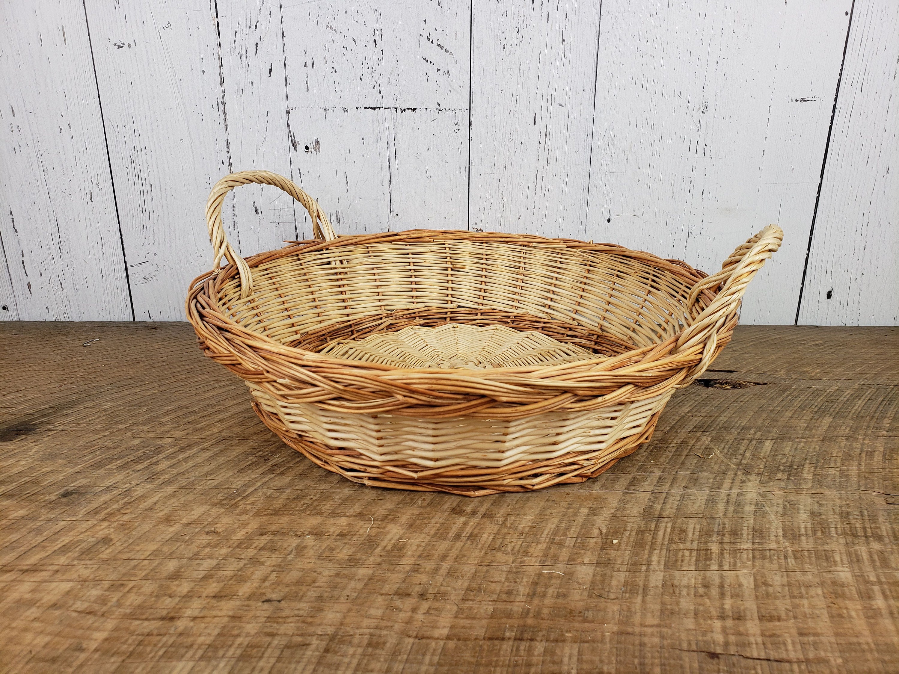 Vintage Rustic Rattan Basket 3 High x 14 Wide | Etsy
