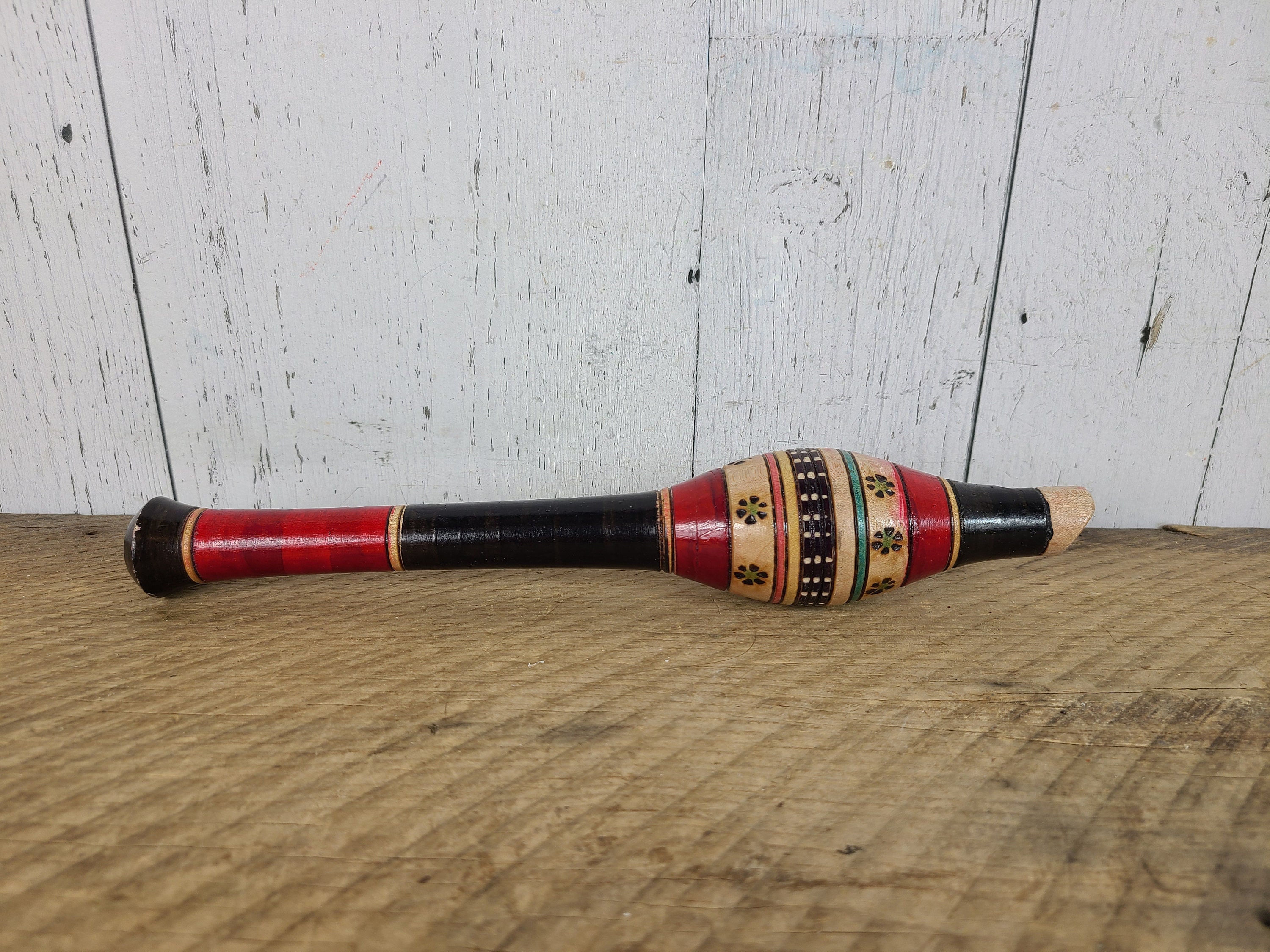 Vintage Wooden Flute 11.5 Long Hand Decorated Painted - Etsy