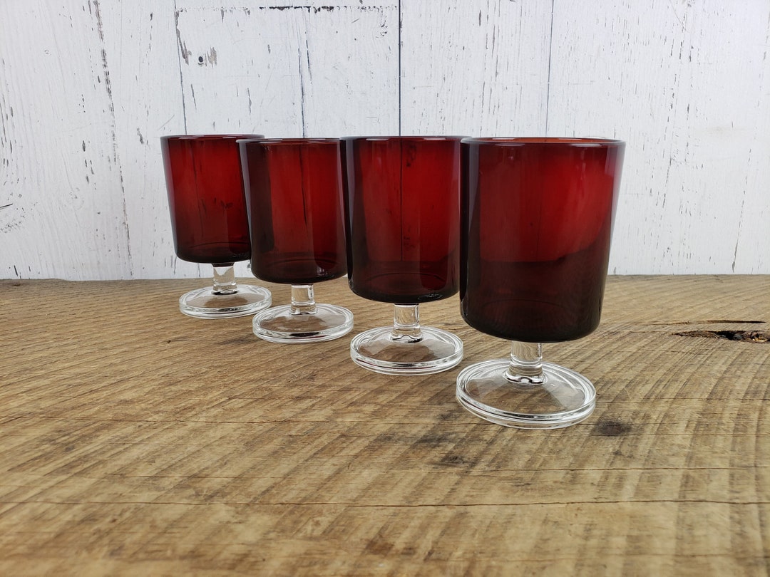 Luminarc Cavalier Ruby Red Wine Glasses Vintage Small 4 Oz Set of 4 ...