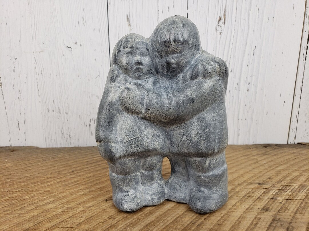 Vintage Inuit Statue Painted Ceramic Pair of Eskimo Hugging Figure ...