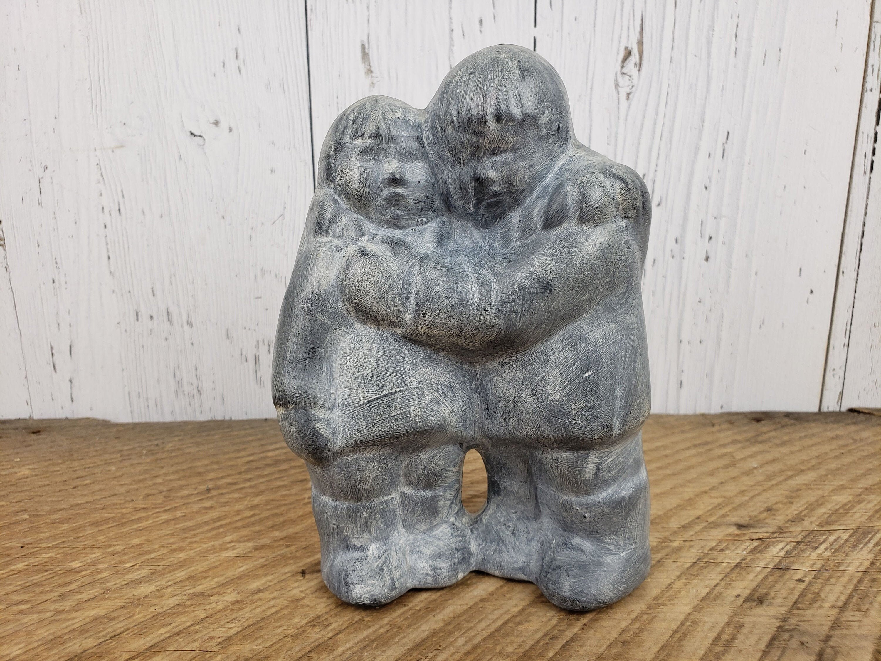 Vintage Inuit Statue Painted Ceramic Pair of Eskimo Hugging | Etsy