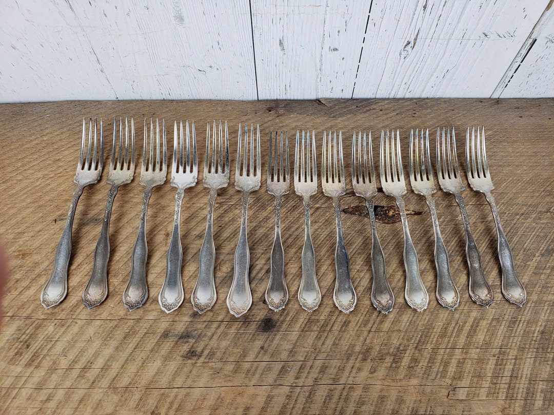 Antique Set of 14 Silver Plate Cutlery W. R. Keystone Silverware 6 ...
