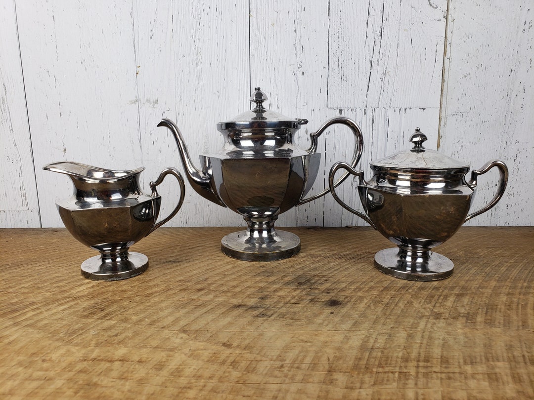 Vintage Standard Silver Co. Tea Set Teapot Creamer Pitcher Sugar Pot ...