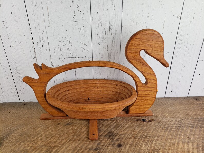 Vintage Collapsible Goose Fold Out Bowl Wooden Duck Swan - Etsy