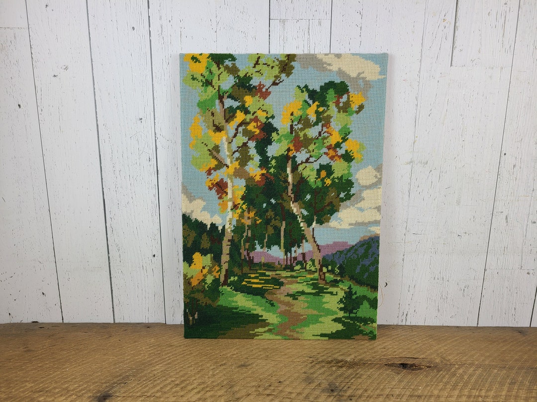 Vintage Unframed Countryside Embroidery 14x20 Original Artwork - Etsy