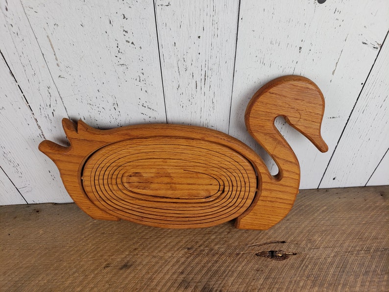 Vintage Collapsible Goose Fold Out Bowl Wooden Duck Swan - Etsy