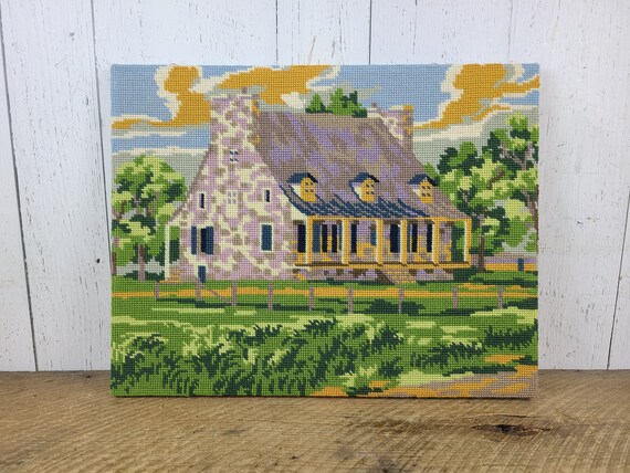 Vintage Unframed Countryside Embroidery 14x18 Original Artwork | Etsy