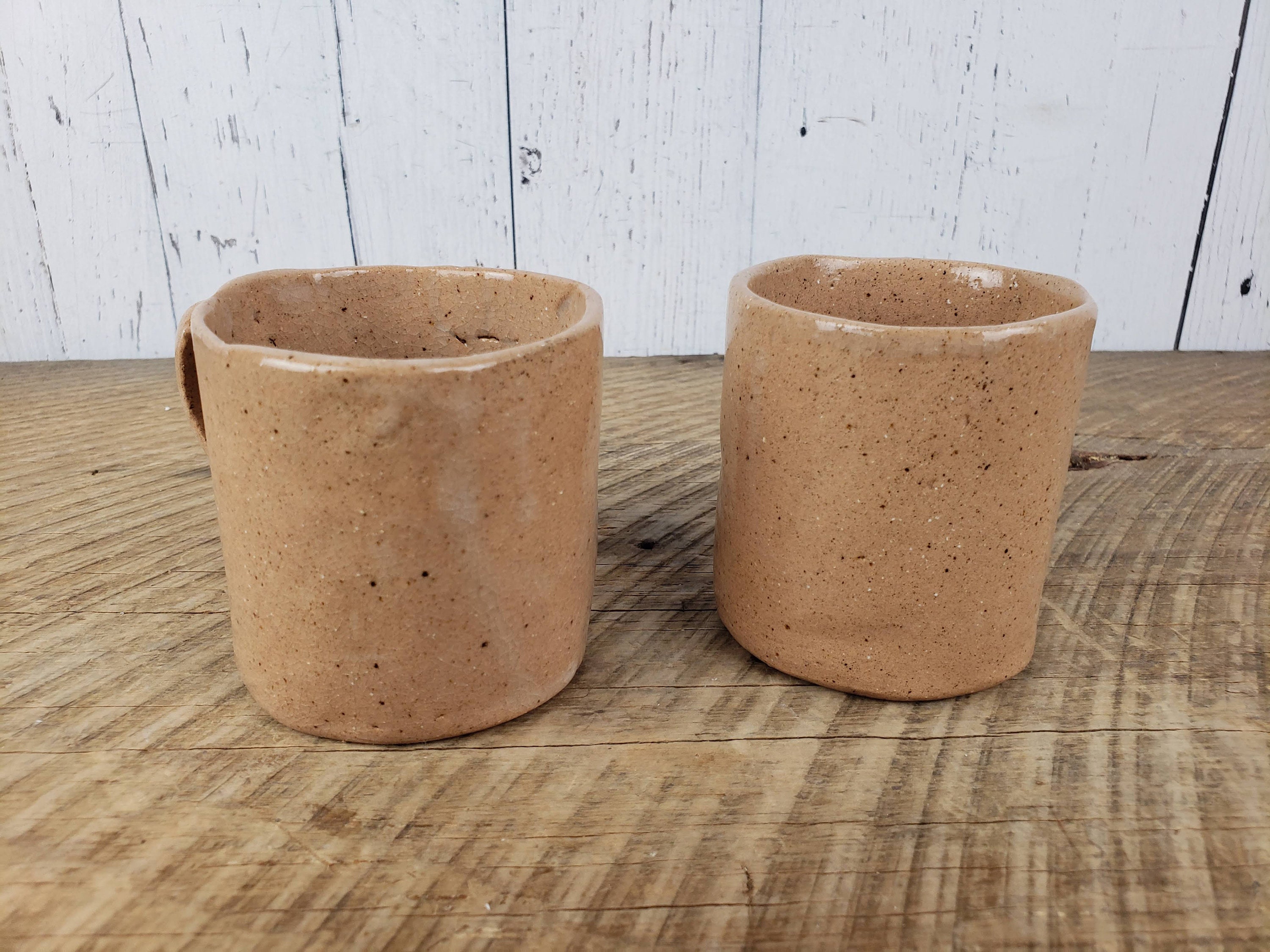 Vintage Set of 2 Rustic Ceramic Mugs 9 OZ Brown Hand Thrown - Etsy UK