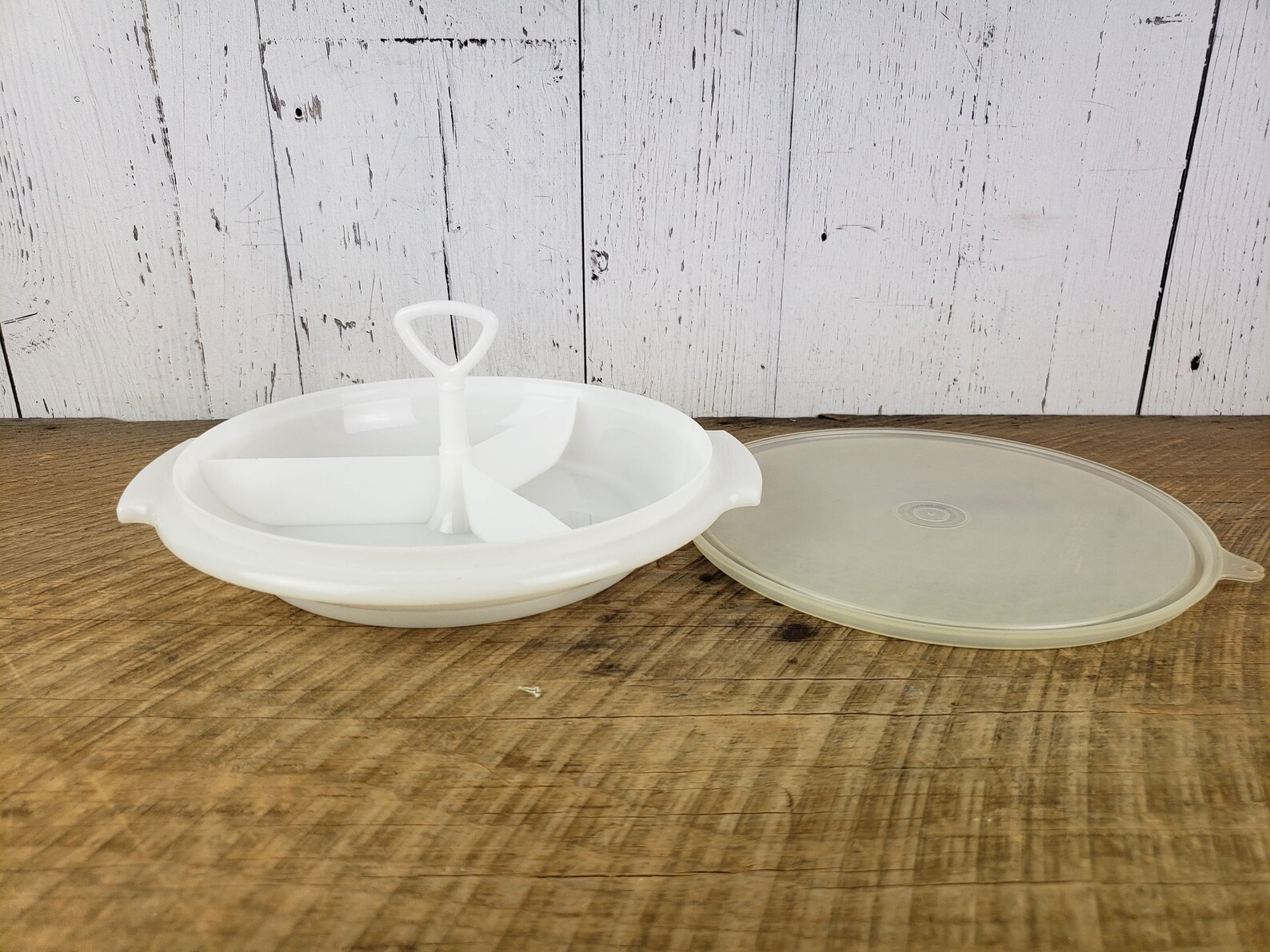Vintage Tupperware Party Platter White Divided Sections Round | Etsy