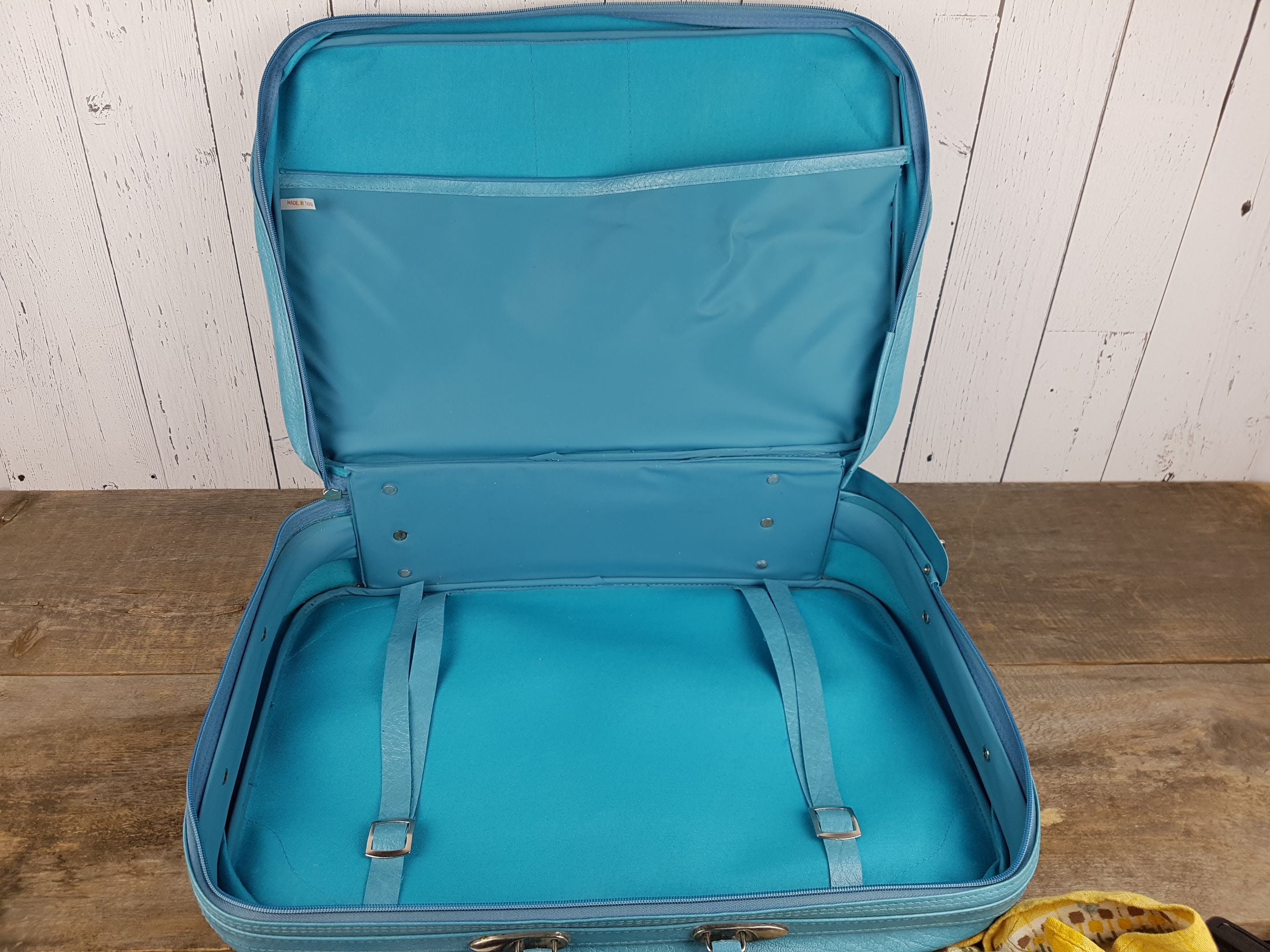 Vintage Blue Leather Suitcase Luggage Suitcase Travel Bag - Etsy