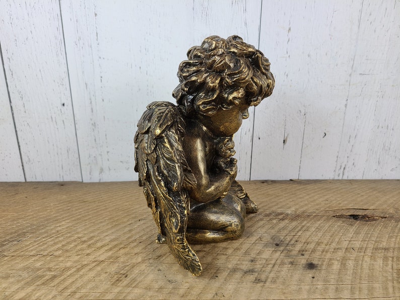 Vintage Sitting Cherub Baby Statue Brushed Bronze Plastic - Etsy Canada