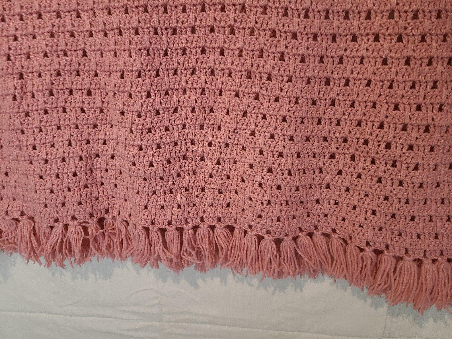Vintage Pink Afghan Blanket Crochet Knit Throw 48 X - Etsy
