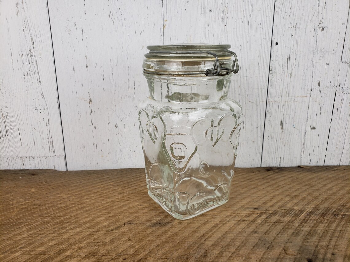 Vintage Glass Jar w/ Flip Top Lid Kitchen Pantry Food Storage | Etsy