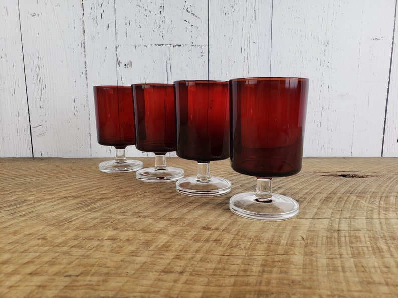 Vintage 6 Oz Set of 4 Ruby Red French Large Wine Glasses | Etsy