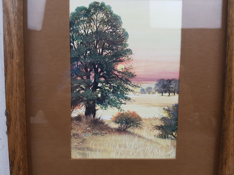 Vintage Countryside Print Framed and Matted Sunset Country | Etsy