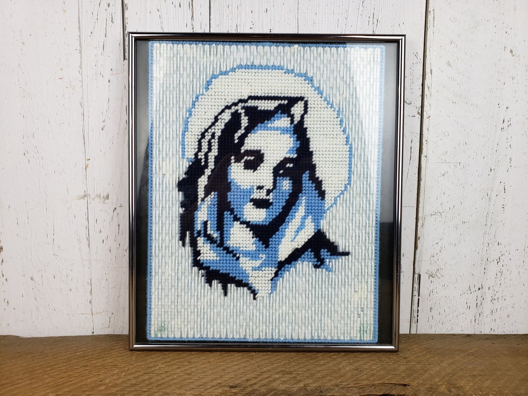 Vintage Virgin Mary Embroidery Wall Hanging Art Saint Mother Tapestry ...