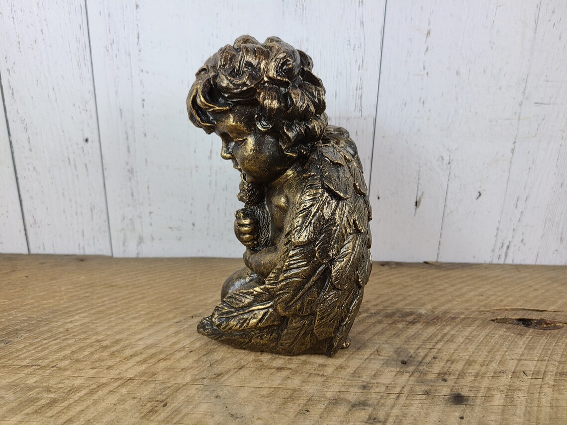 Vintage Sitting Cherub Baby Statue Brushed Bronze Plastic - Etsy Canada