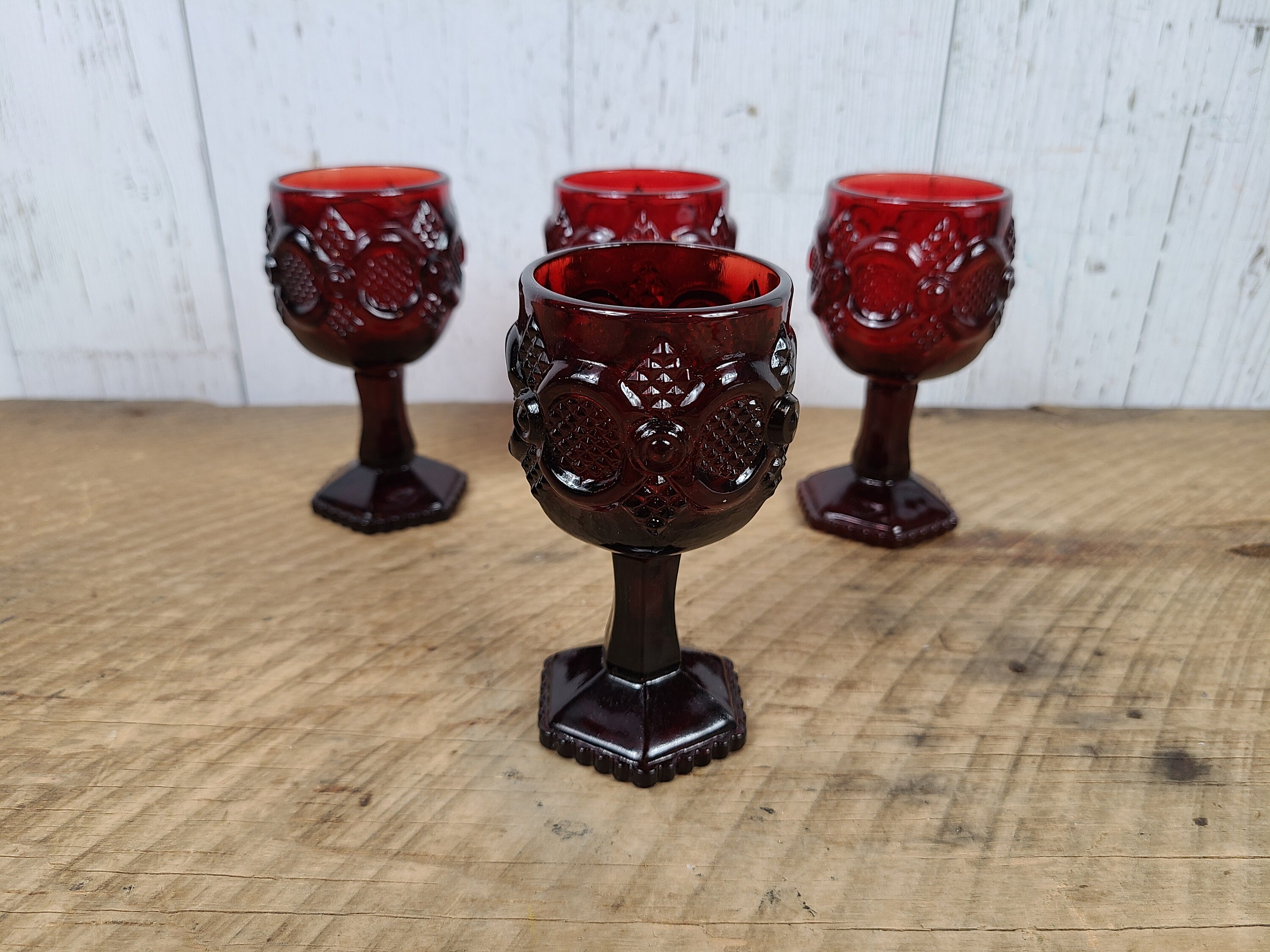 Vintage Set of 4 Avon Ruby Red Glass Goblets 4.5 High | Etsy