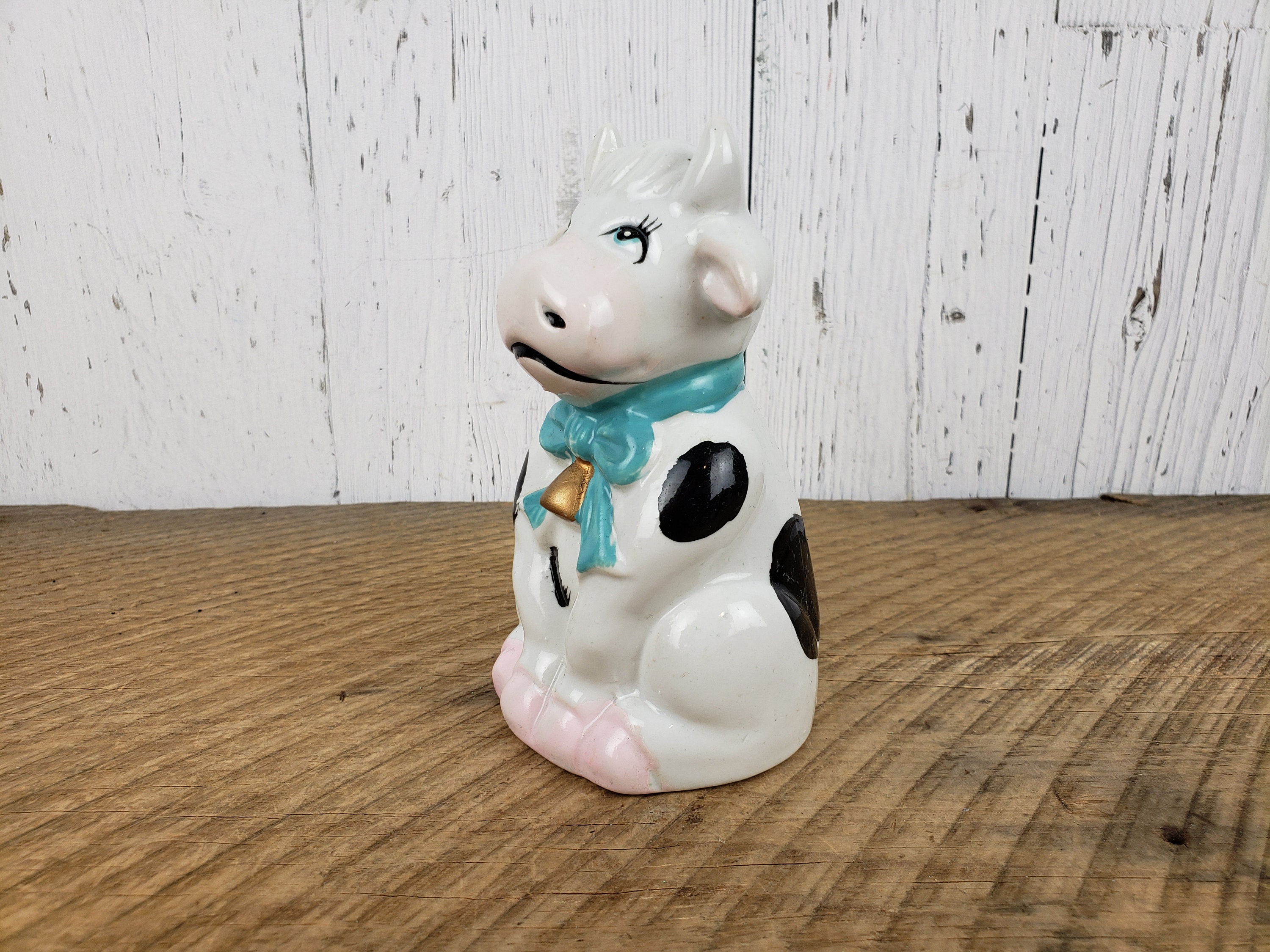 Vintage Cow Bell Black & White Porcelain Collectible Retro | Etsy