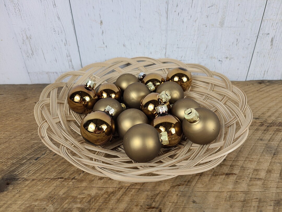 Vintage Set of 15 Light Brown Round Ball Ornaments Christmas Tree ...