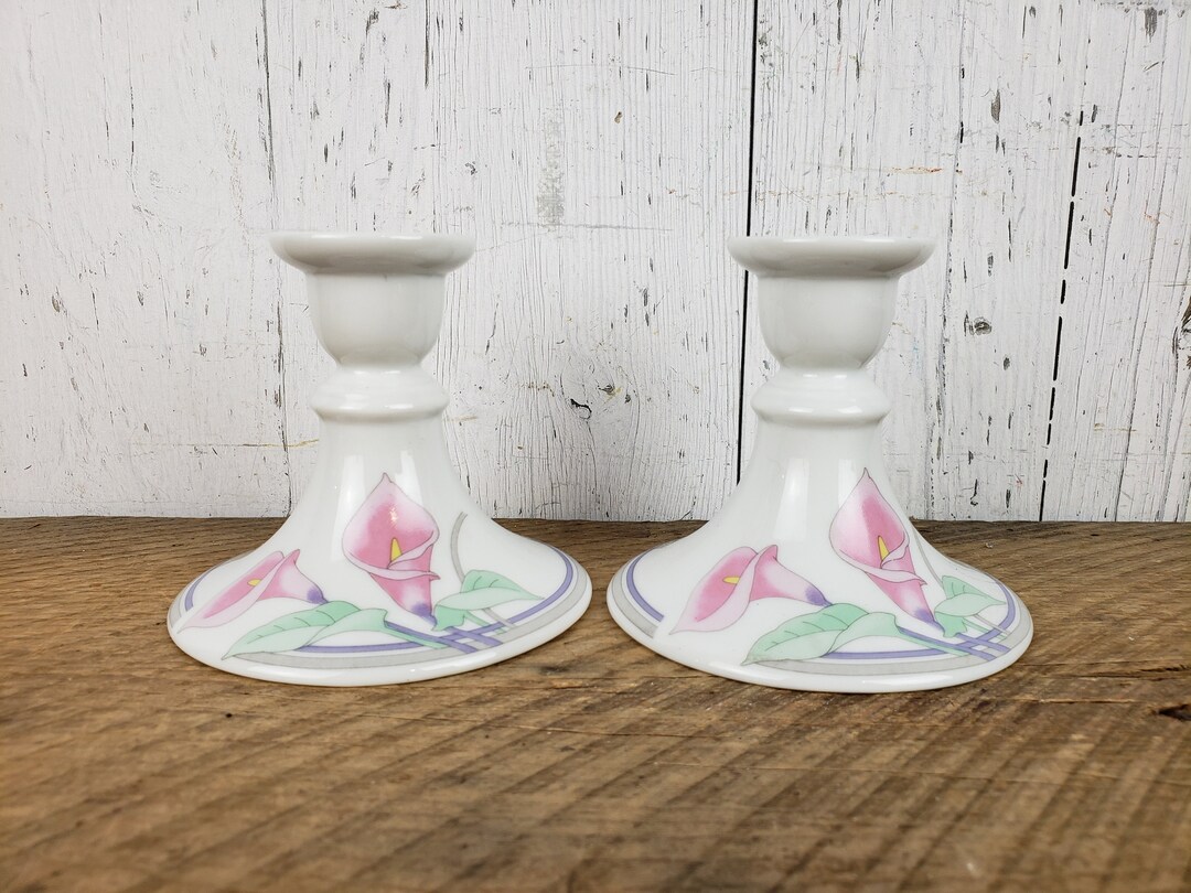 Vintage Set of 2 Calla Lily Flower Candle Holders Jennifer Collection ...