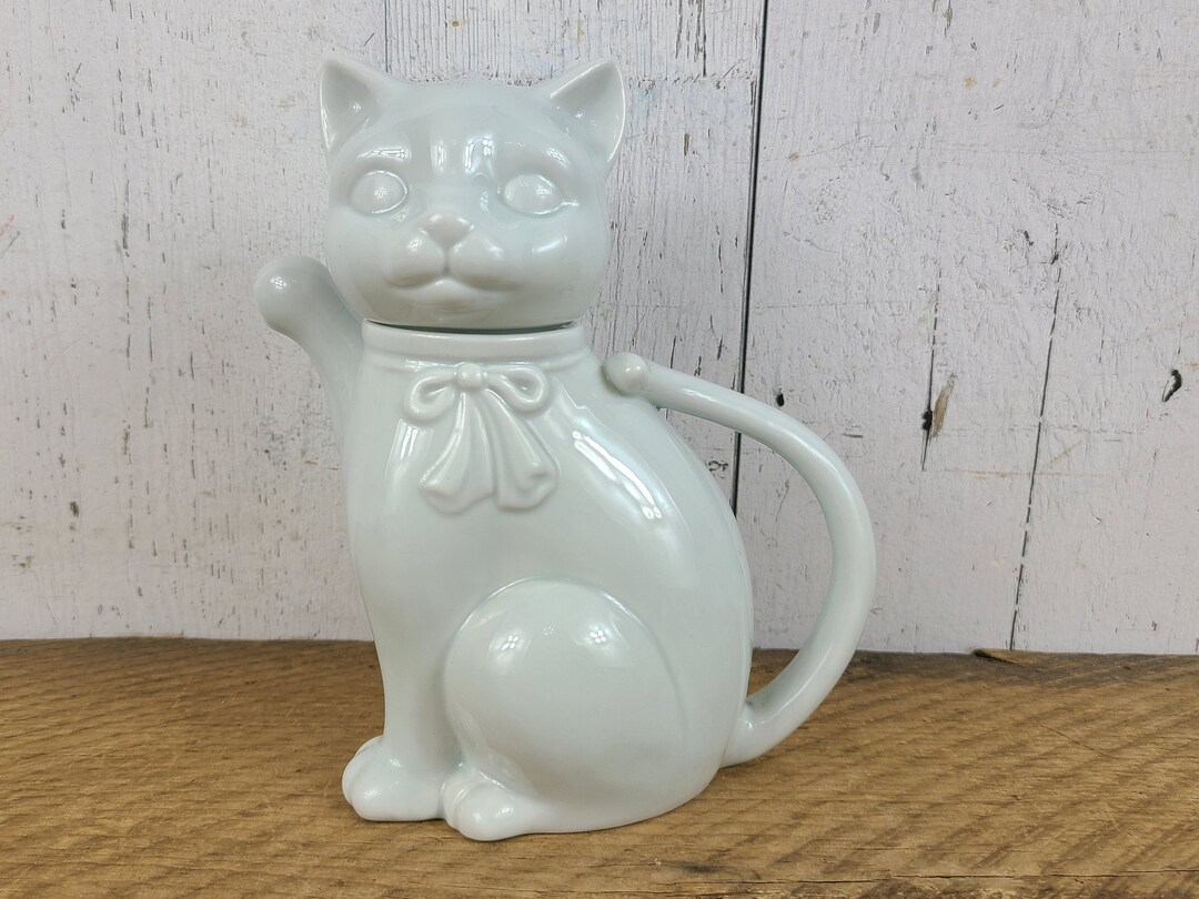 Vintage Chinese Cat Teapot White Single Serving Tea Pot China - Etsy