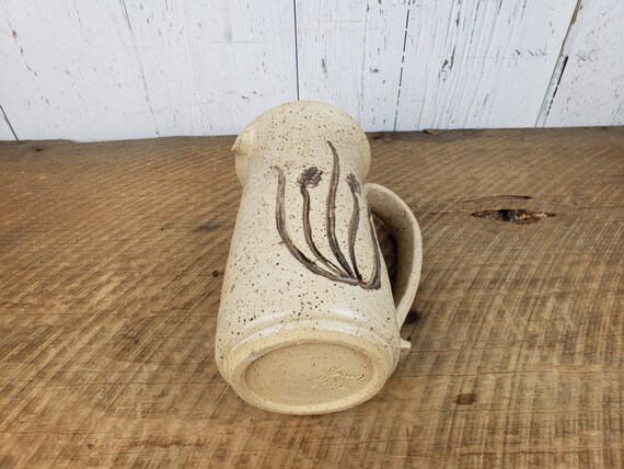 Decanters Barware Vintage Ceramic Pitcher 48 OZ Beige & Brown Floral ...