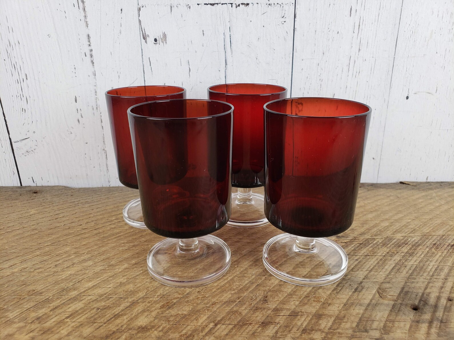 Vintage 6 Oz Set of 4 Ruby Red French Large Wine Glasses | Etsy