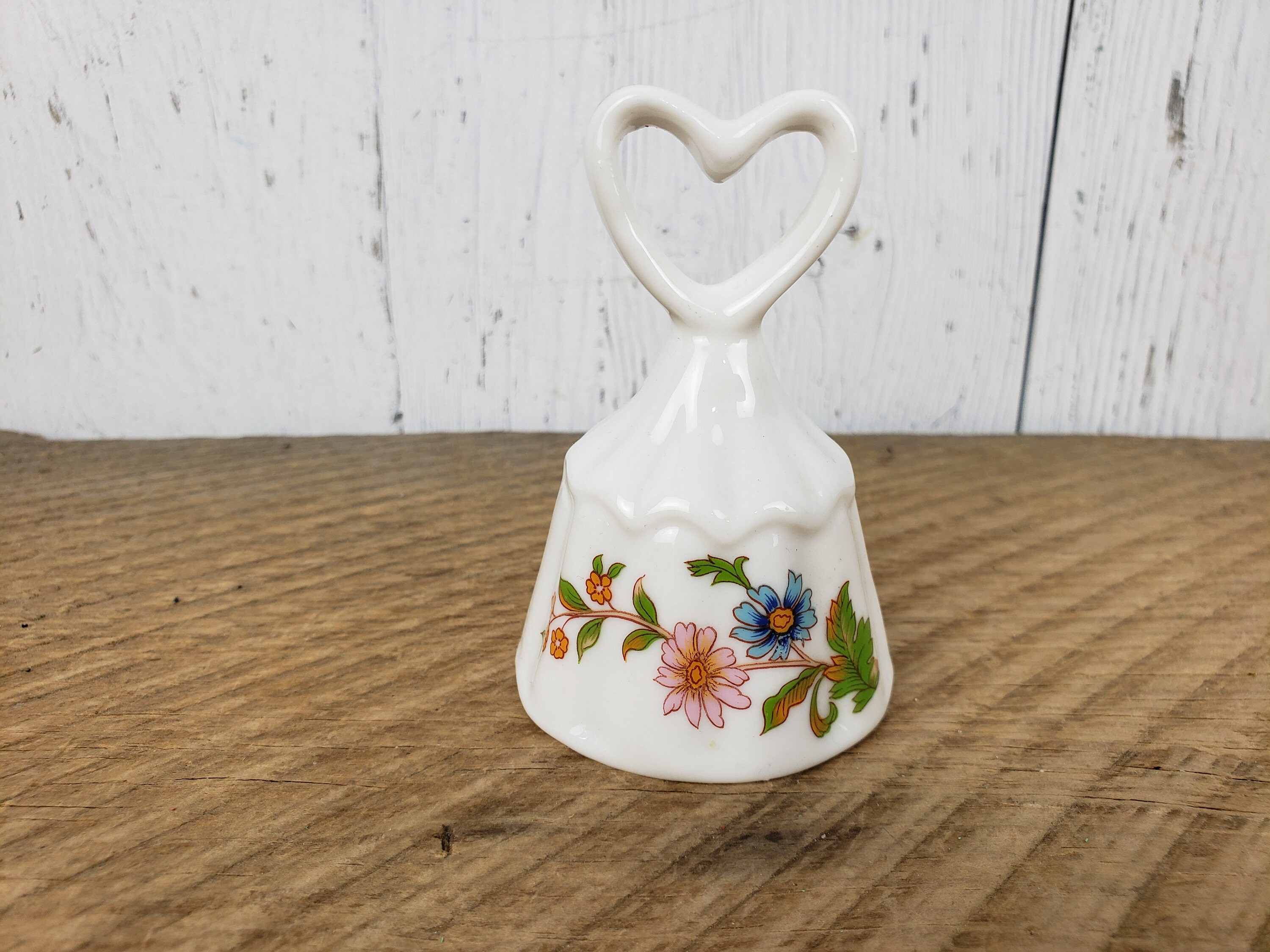 Vintage Wildflower & Butterfly Bell w/ Heart Handle Porcelain | Etsy