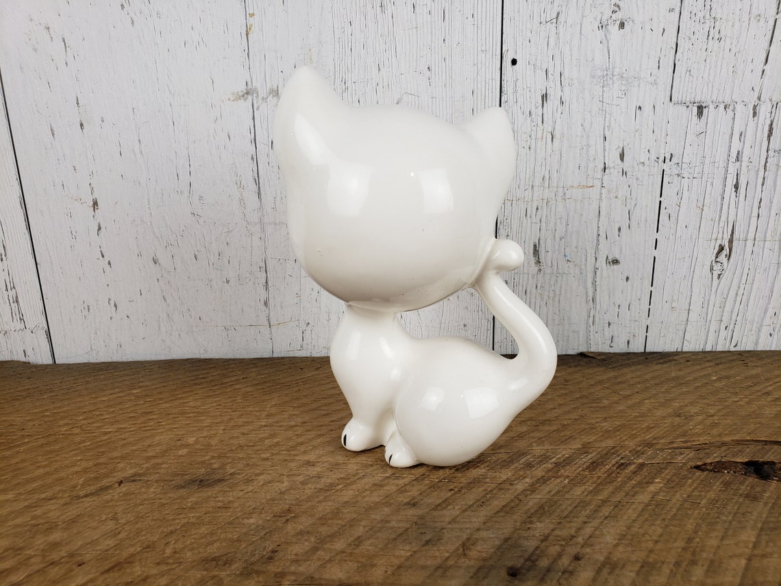 Vintage White Cat Statue 7 High Kitten Statuette | Etsy