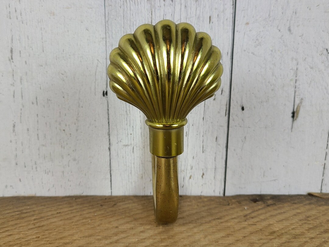 Vintage Seashell Brass Wall Hook Shell Coat Peg Key Hanger Nautical ...