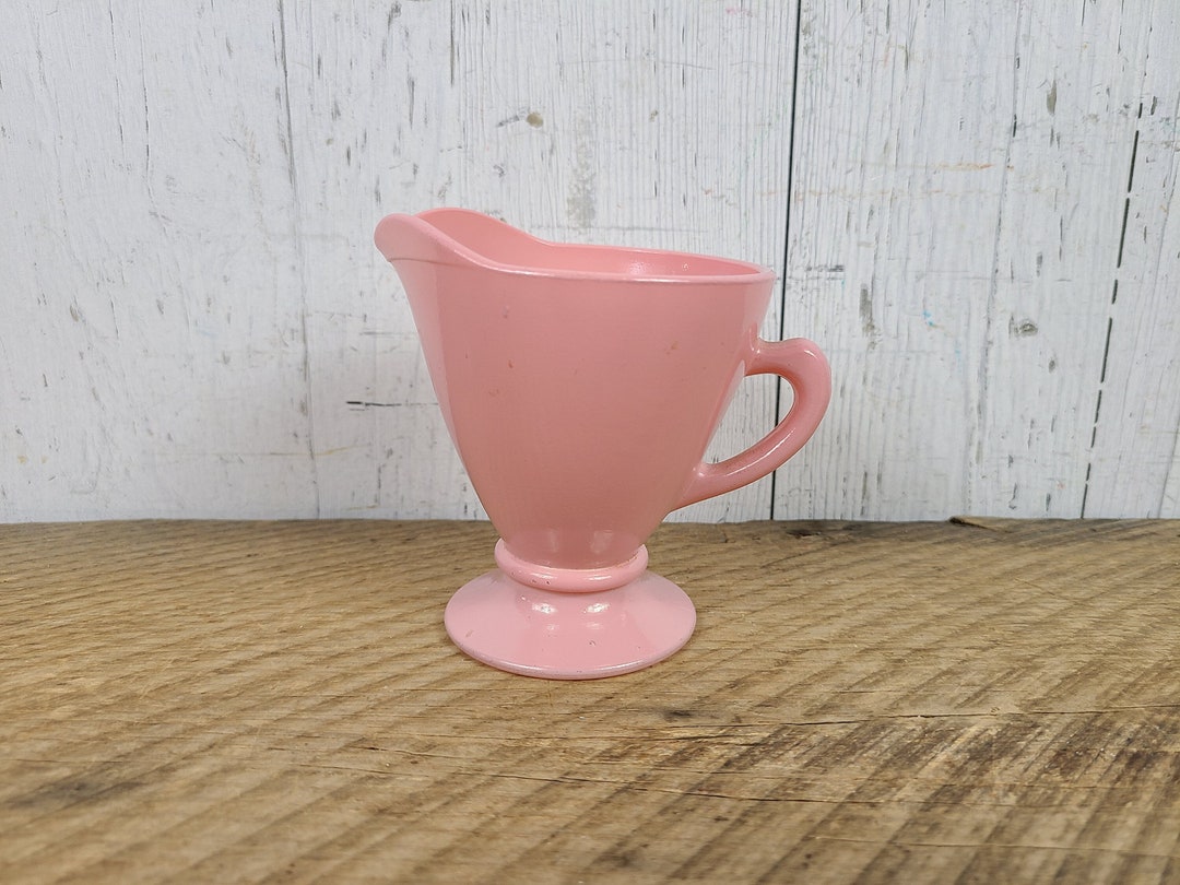 Vintage Hazel Atlas Ovide Creamer Picher Pale Pink Handled Cream Jug ...