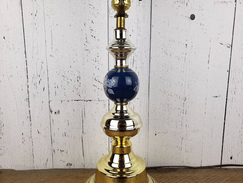 Vintage Brass & Blue Floral Porcelain Table Lamp Bedroom | Etsy