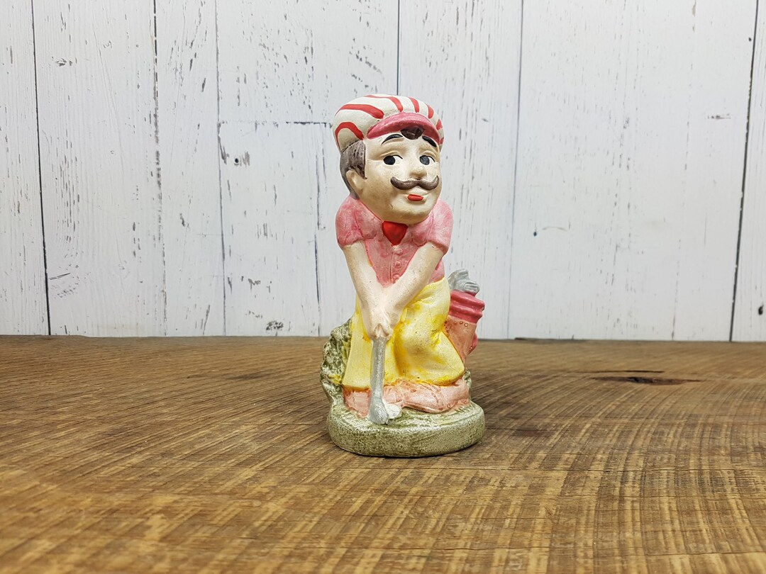 Vintage Golfer Chalkware Piggy Bank Golfing Golf Collectible Coin Bank ...
