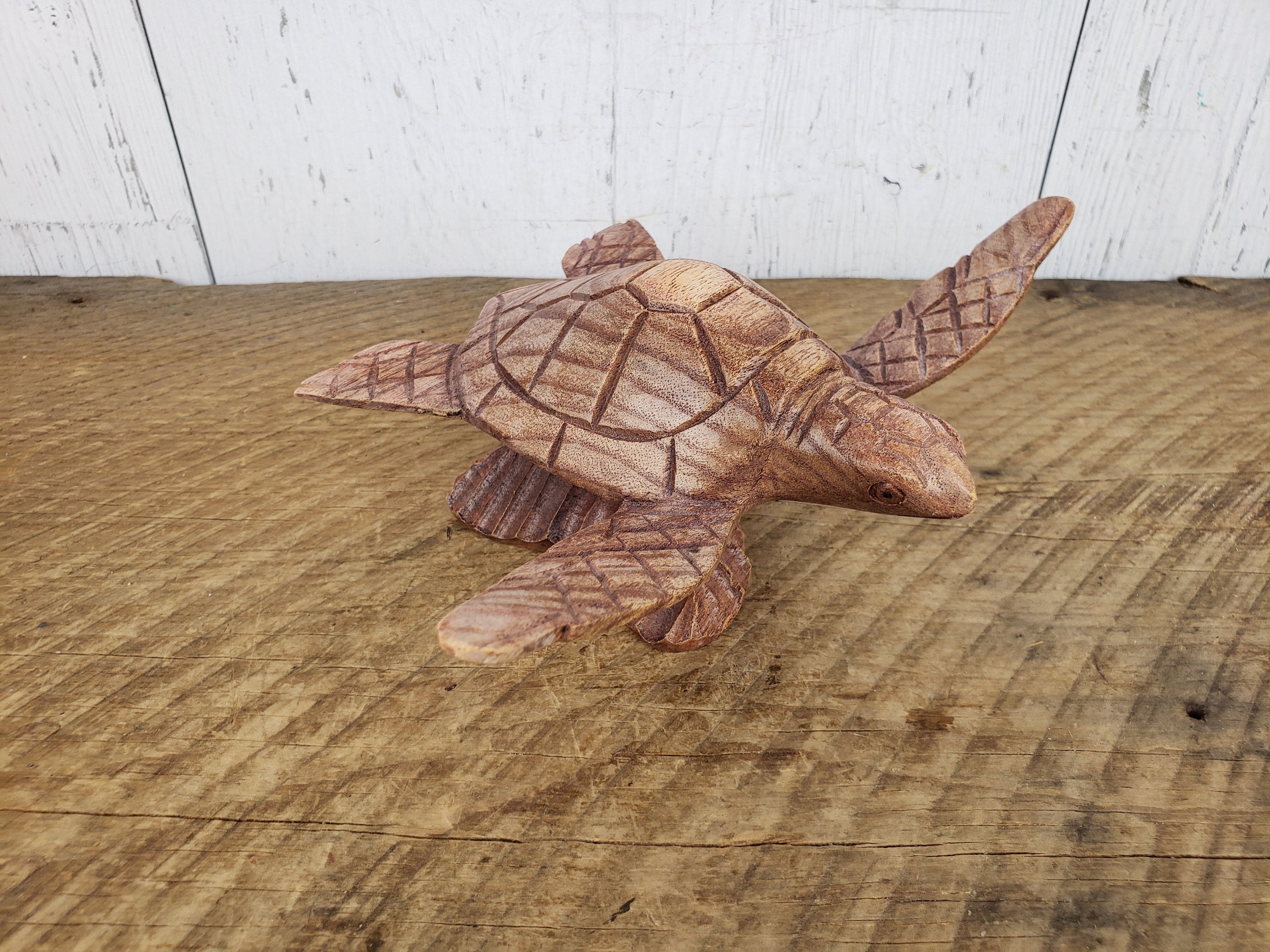 Vintage Wooden Turtle Statue Hand Carved Wood Figurine Ocean | Etsy