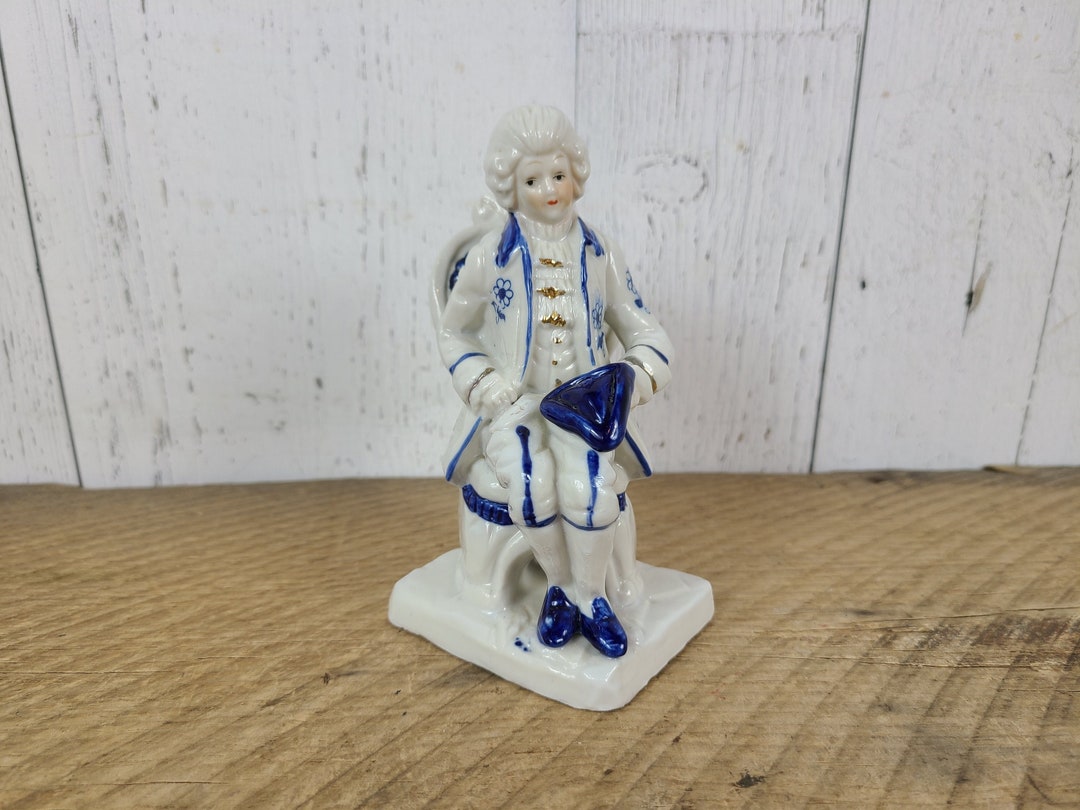 Vintage Regency Era Young Man Porcelain Figure Blue & White Romantic ...