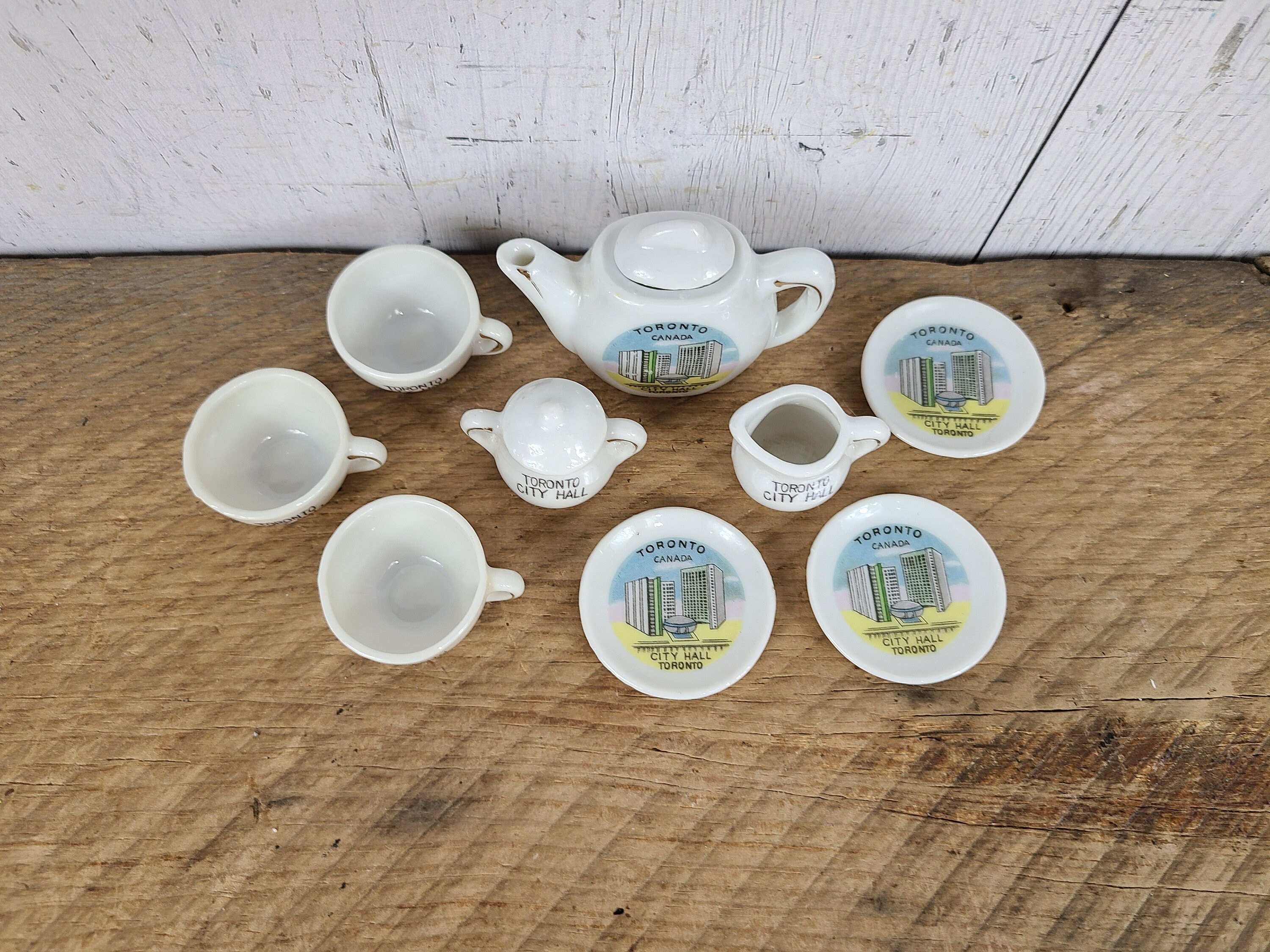 Vintage Miniature Tea Set Toronto Canada City Hall Teapot 3 - Etsy