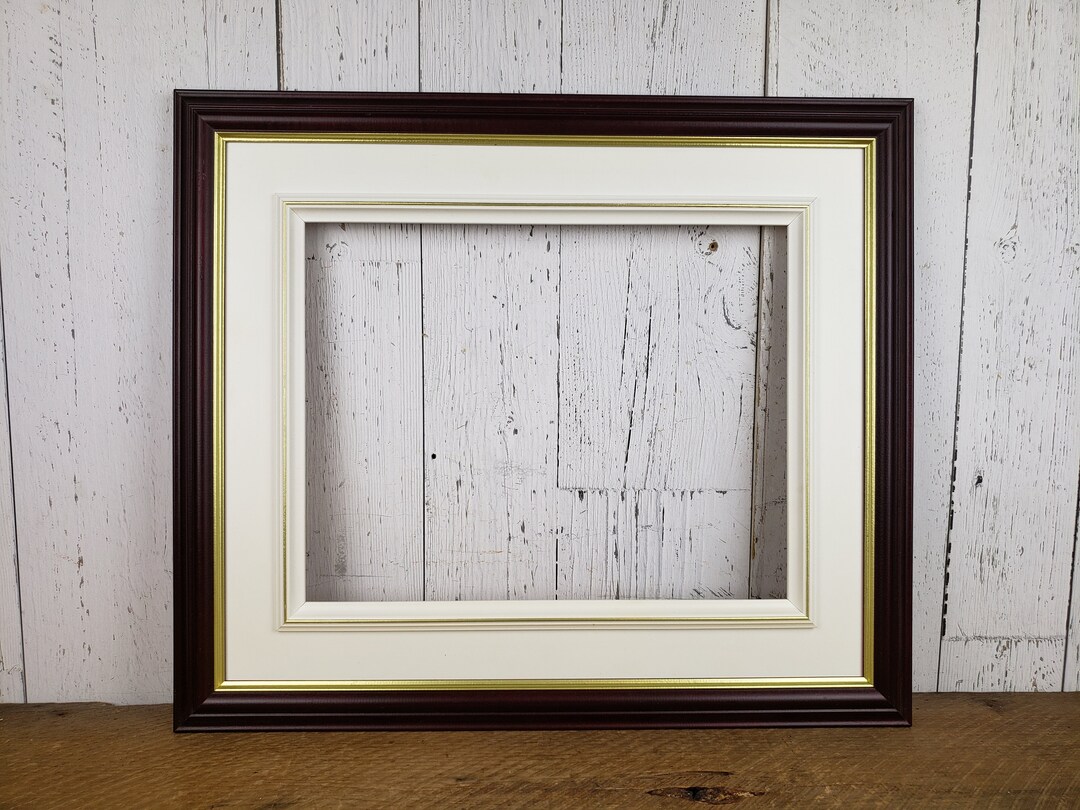 Vintage Large Empty Picture Frame 18x21 Painted Wood Burgundy W/ Gold ...